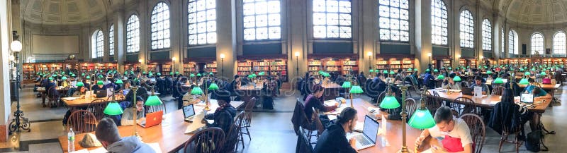 BOSTON - OCTOBER 2015: Students Working Inside Public Library Editorial ...