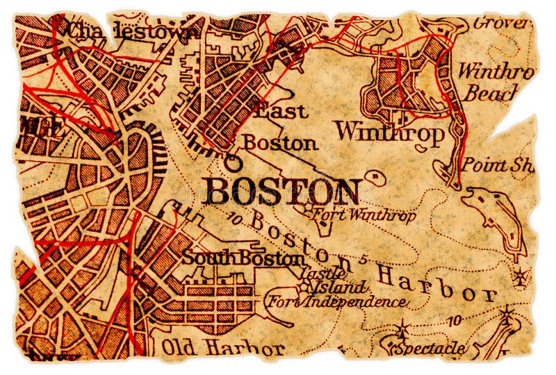 Boston old map stock image. Image of atlas, boston, retro - 15657737