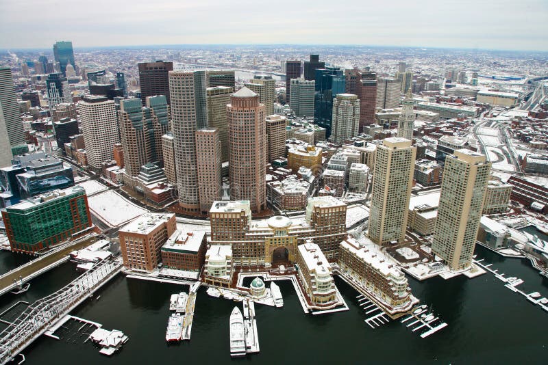 Boston Skyline from Air stock photo. Image of winter - 10853900