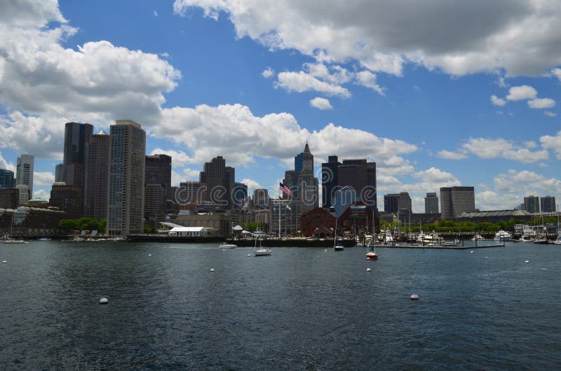 Boston Skyline and Boston Harbor in the Summertime Editorial Image ...