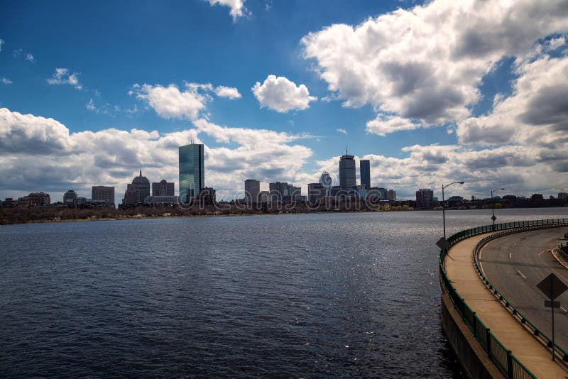The Boston Skyline stock image. Image of grass, clouds - 215994951