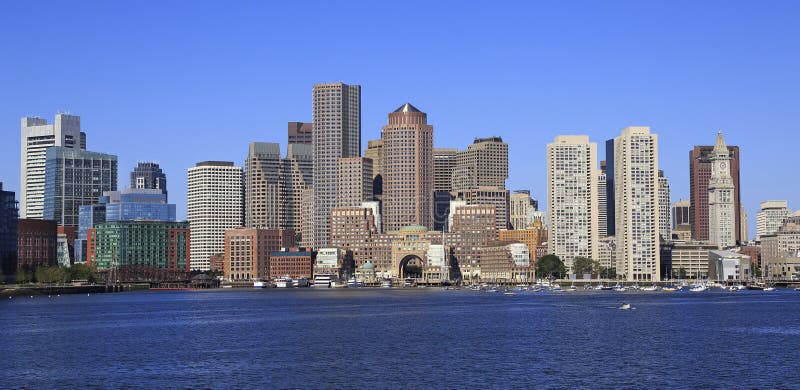 Boston skyline and harbor stock image. Image of city - 75957743