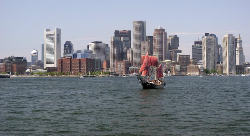 Boston Skyline, Inner Harbor Stock Image - Image of sailboat, boats ...