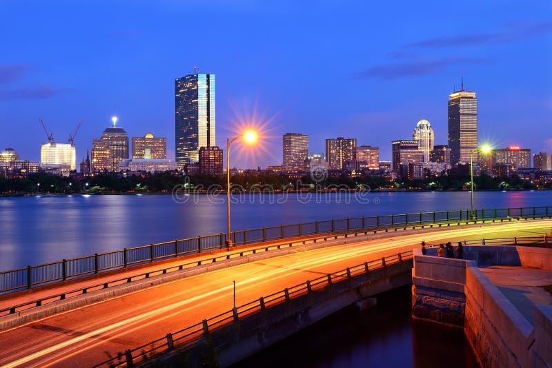 Boston Skyline and Memorial Drive Stock Photo - Image of drive ...