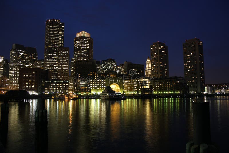 Boston SKyline at night stock photo. Image of sunset, boston - 8163082