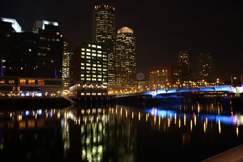 Boston skyline night scene stock photo. Image of boston - 8246132
