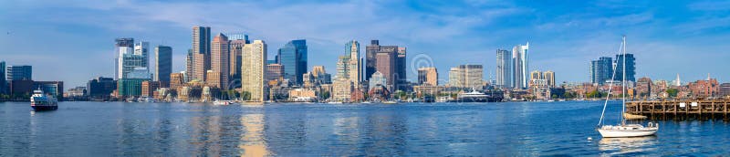 Boston Skyline Panoramic View from Bay, Massachusetts Editorial Image ...
