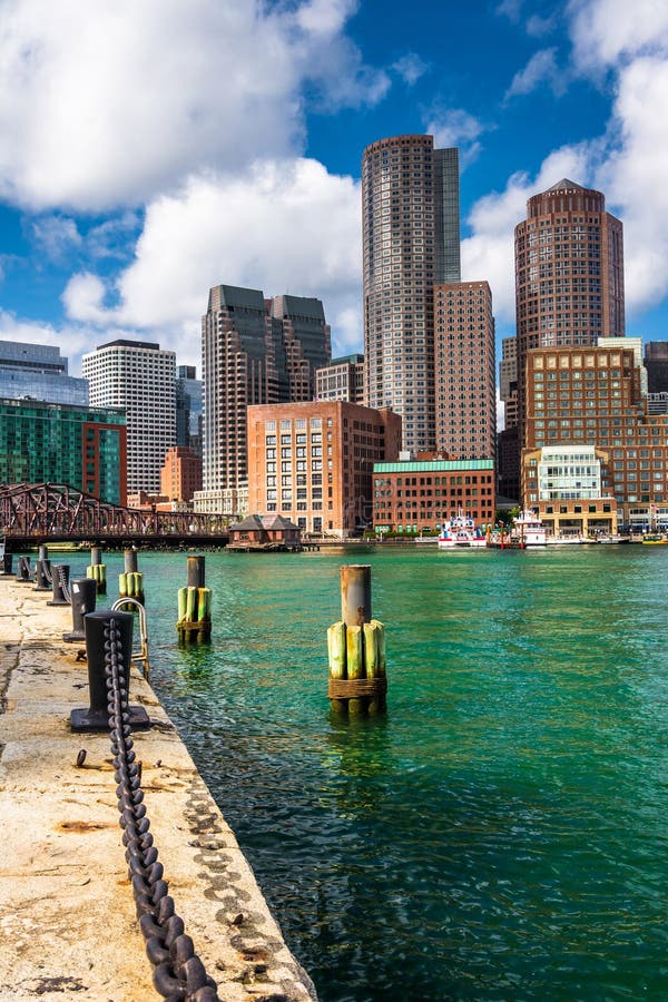 The Boston Skyline, Seen from Fort Point. Stock Photo - Image of ...