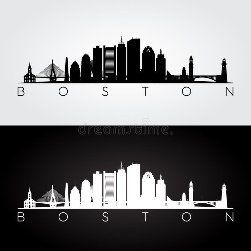 Boston Skyline. City Silhouette Stock Vector - Illustration of ...