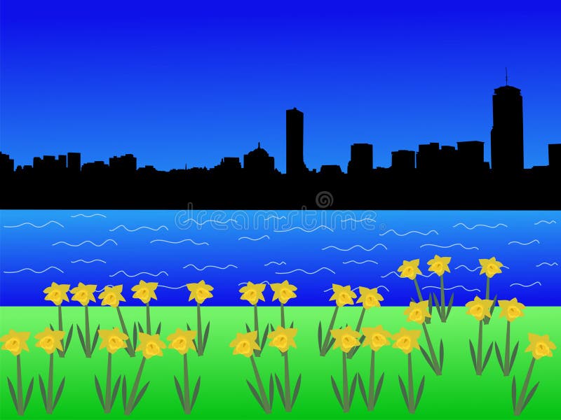 Boston skyline in spring stock vector. Illustration of tower - 2167445