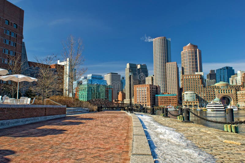 Boston Skyline on a Sunny Winter Day Stock Photo - Image of ocean ...