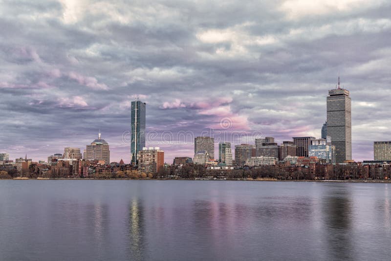 Boston Skyline in the Sunset Stock Image - Image of financial, city ...