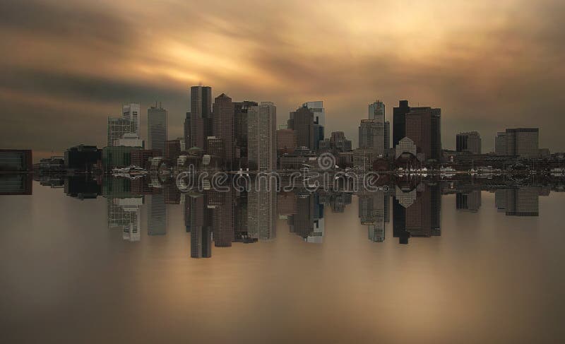Boston skyline symmetry stock image. Image of reflection - 82721159