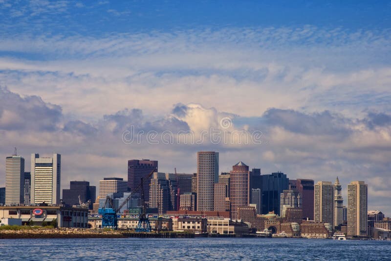 Boston Skyline with Word Trade Center Stock Photo - Image of financial ...