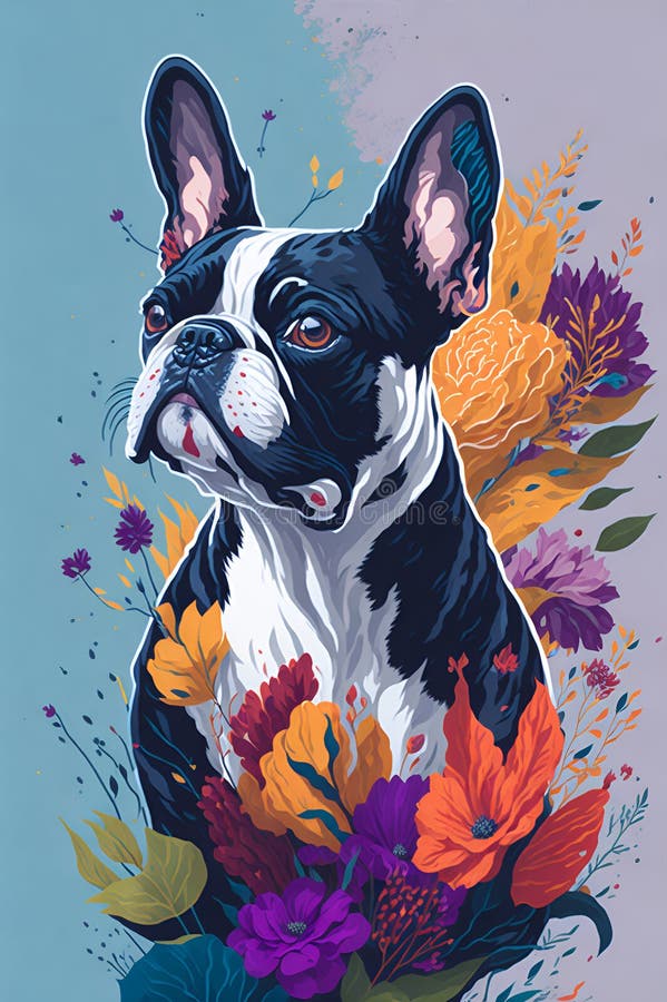 Boston Terrier Face in Designed for Art and Painting. Stock ...