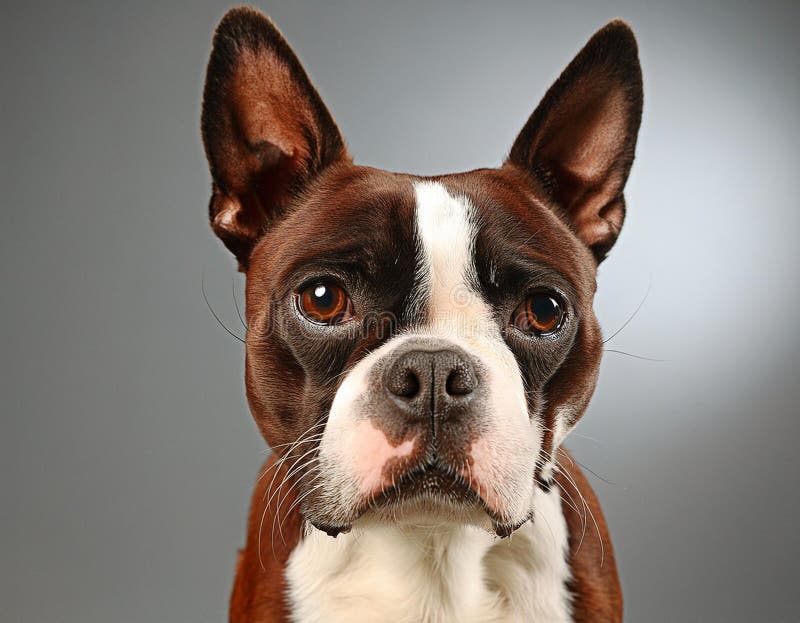 Boston Terrier Portrait in Professional Studio Setting Stock Illustration - Illustration of ...