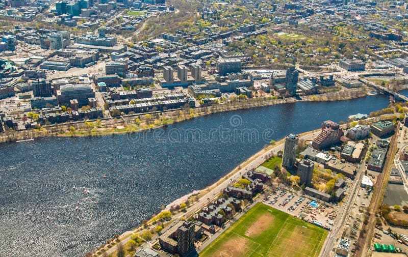 Boston University, Charles River, and MIT Aerial Stock Image - Image of ...