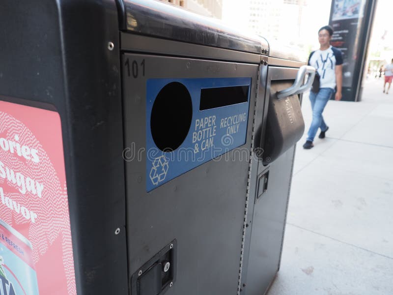 Image of a Garbage Bin in Downtown Boston Editorial Photography - Image ...