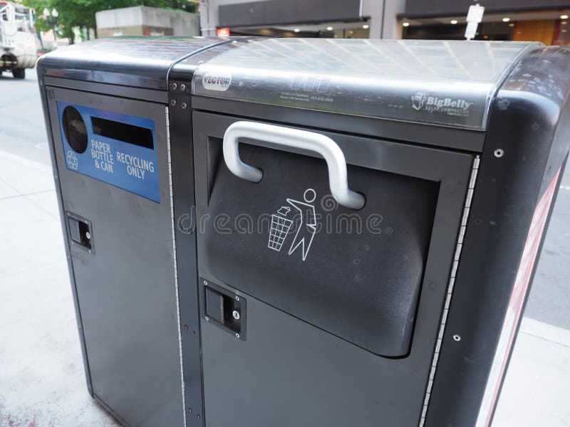 Image of a Garbage Bin in Downtown Boston Editorial Photo - Image of ...