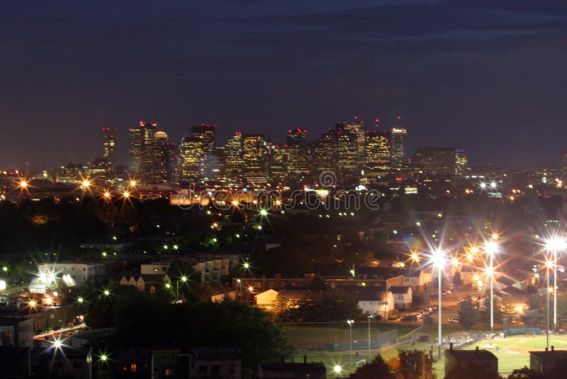 Boston view stock image. Image of prudential, night, lights - 912647