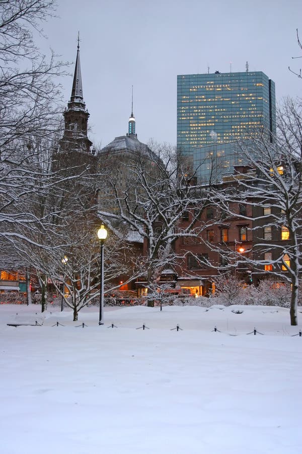 Boston Winter stock photo. Image of snow, light, common - 4211302