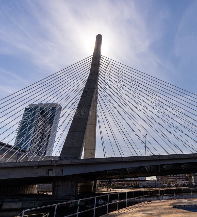 Boston Zakim bridge stock image. Image of construction - 145761877