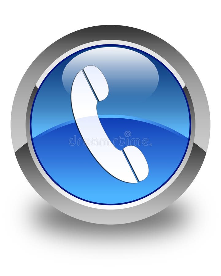 Botão Redondo Azul Lustroso Do ícone Do Telefone Ilustração Stock ...