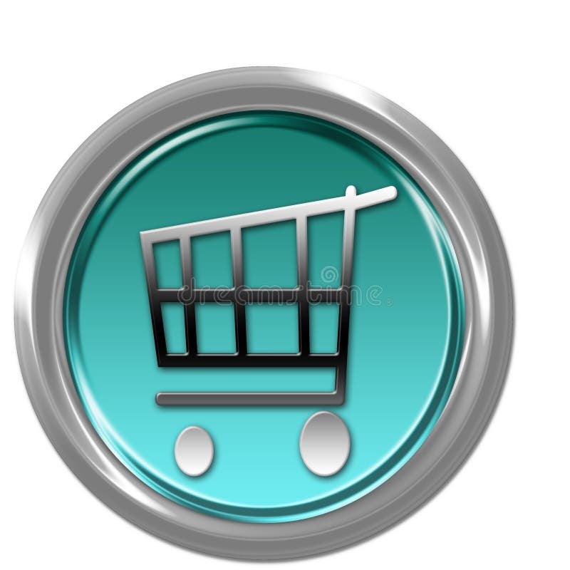 Botón Metálico De La Compra Con Clave Y El Carro De Barras Ilustración ...