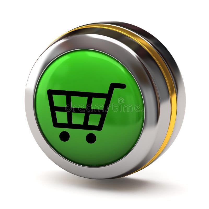 Botón Metálico De La Compra Con Clave Y El Carro De Barras Ilustración ...