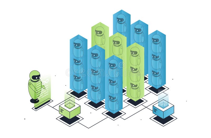 Bot center concept stock vector. Illustration of droid - 242338621