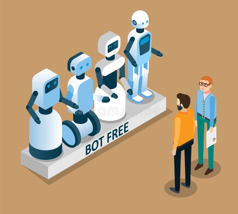 Bot Free Concept Vector Isometric Illustration Stock Vector ...
