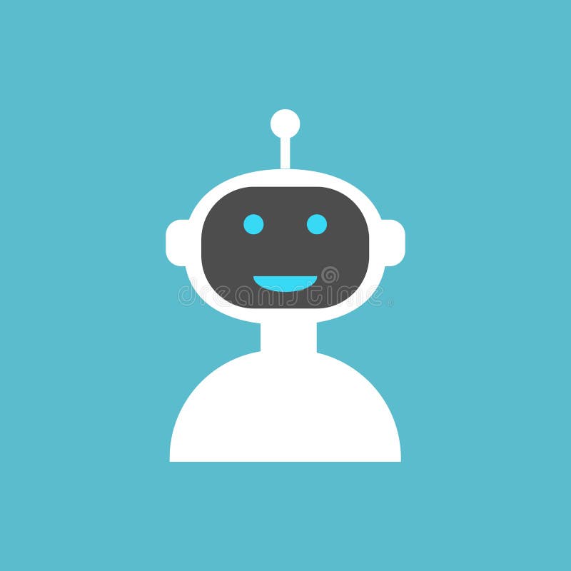 Chatbot Icon in Headphones with Mic on Blue Backgroud Vector ...