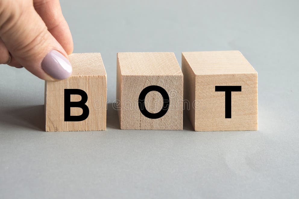 BOT Inscription on a Wooden Cube with Letters and Words from the ...
