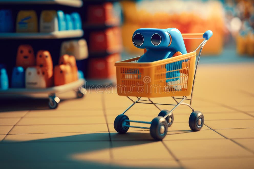 Bot Inside a Shopping Cart Symbolizing an Artificial Intelligence ...