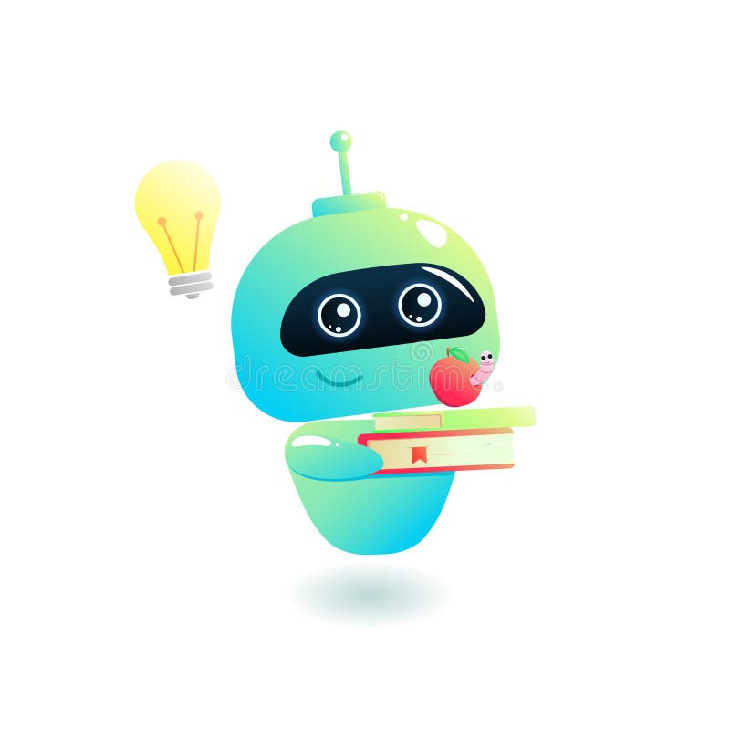 Bot is Learning. Study Chatbot with Book Stock Vector - Illustration of ...