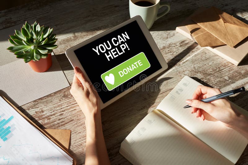 Help and Donation Button on Device Screen. Foto de Stock - Imagem de ...