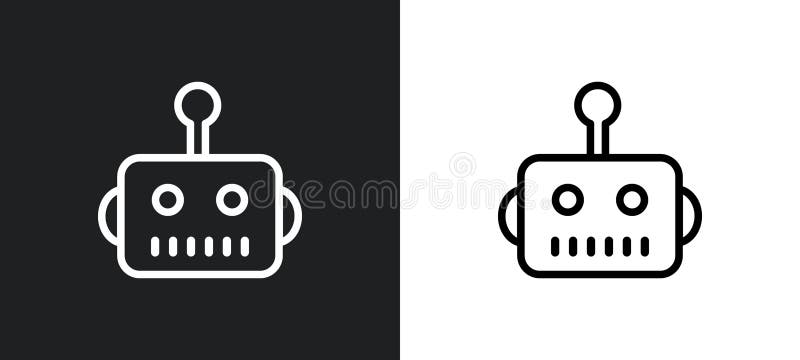 Bot Outline Icon in White and Black Colors. Bot Flat Vector Icon from ...