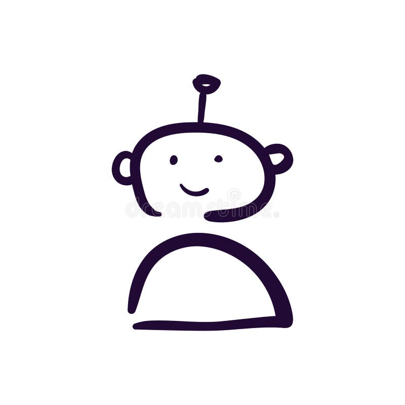 Bot Outline Vector Icon on White Background Stock Vector - Illustration ...