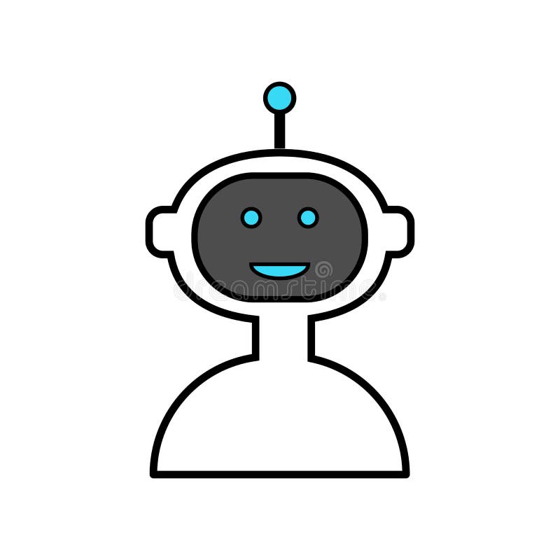 Bot Outline Vector Icon on White Background Stock Vector - Illustration ...