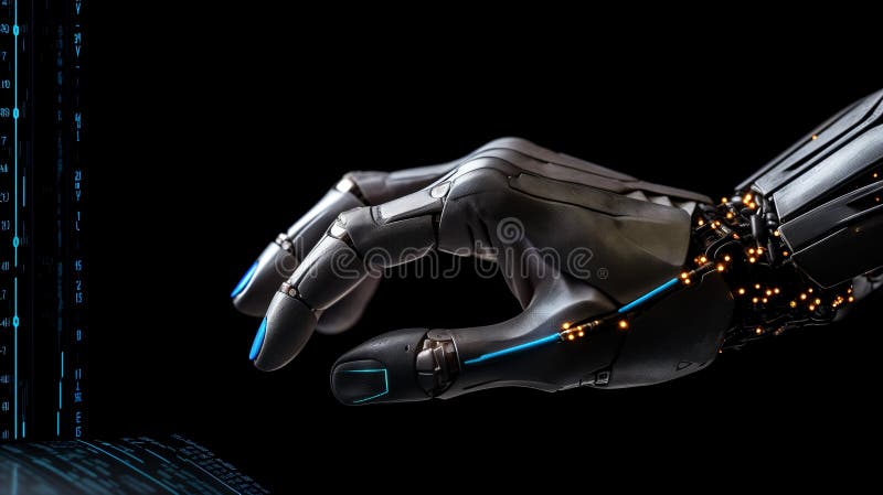 Bot Robot Android Hand Touching Control Panel Stock Charts. AI ...