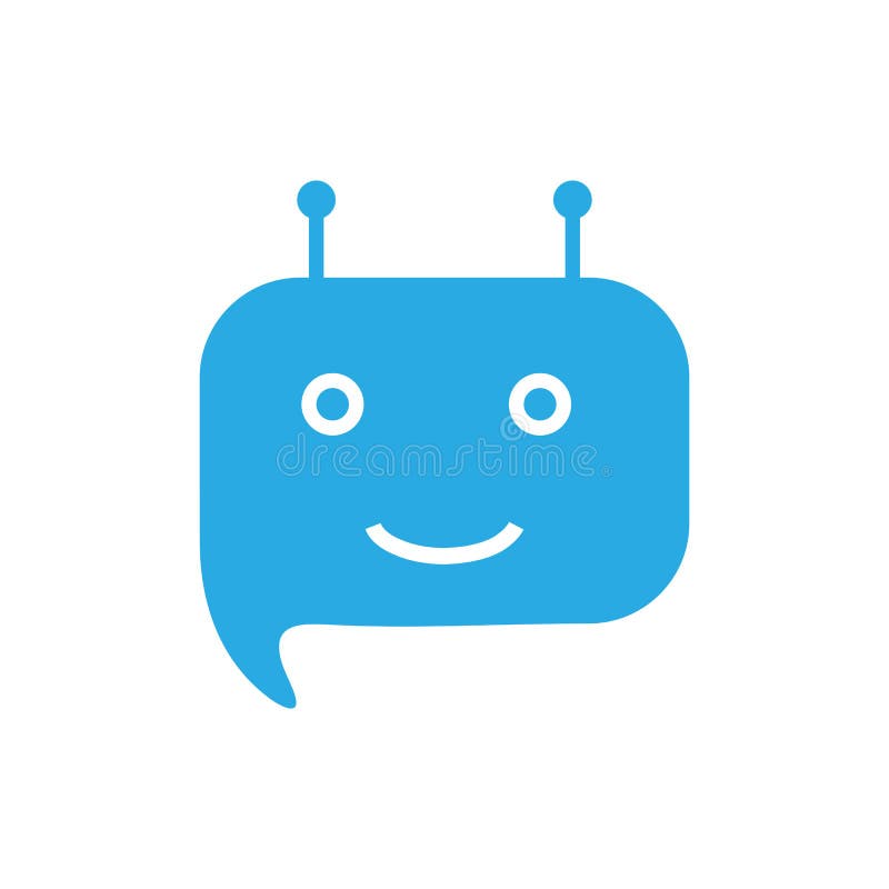 Chatbot Icon in Headphones with Mic on Blue Backgroud Vector ...