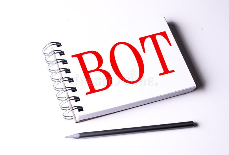 BOT Word on Notebook on White Background Stock Image - Image of ...
