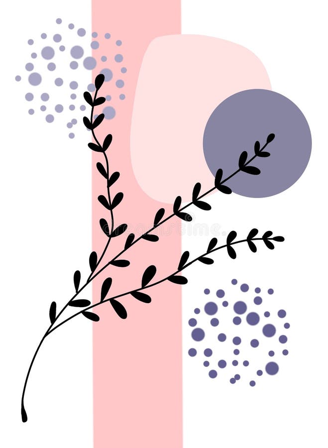 A Botanical Abstract Wallpaper with Pastel Pink Color Stock ...