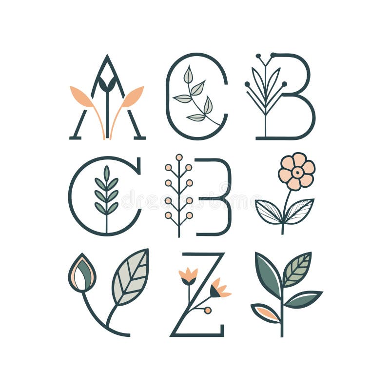 Botanical Alphabet Vector Set: Elegant Floral Typography and Letter ...