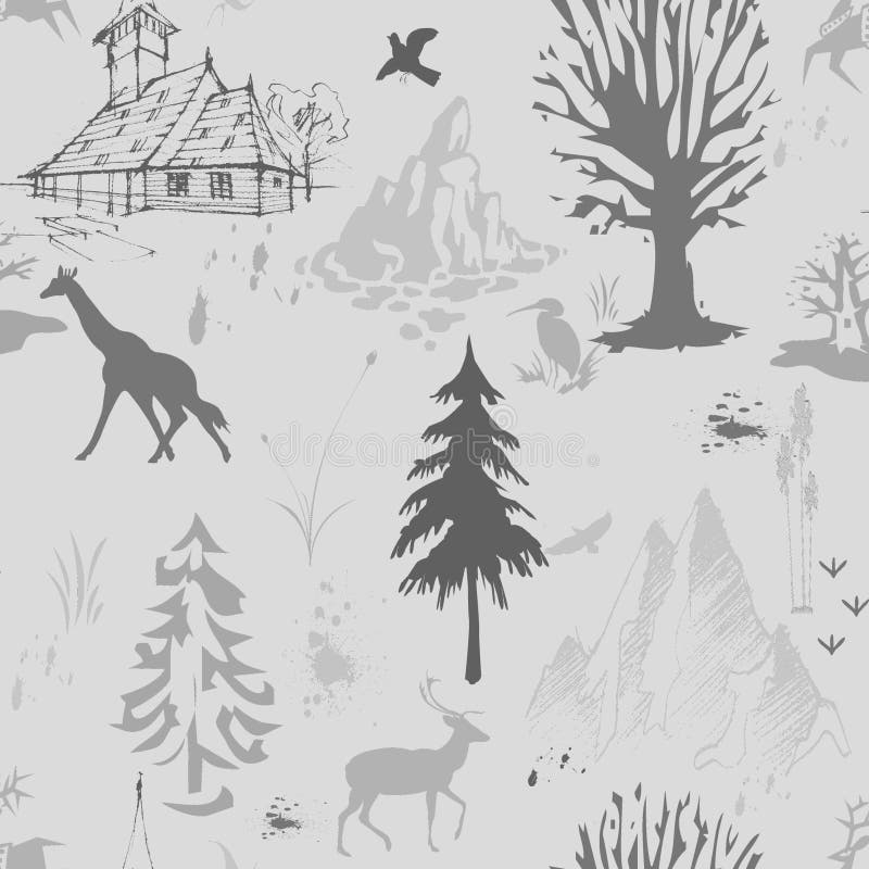 Botanical and Animal Based Seamless Pattern Stock Illustration ...