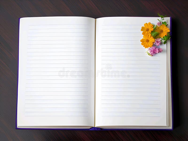 Botanical Bliss: Artistic Flat Lay of an Empty Notebook Amidst Floral ...