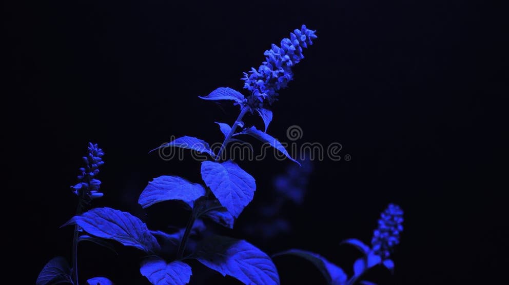 Botanical Blue a Nighttime Bloom Study with Spectral Hues and Deep ...