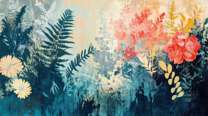 Botanical Dreamscape a Striking Botanical Collage. Stock Image - Image ...