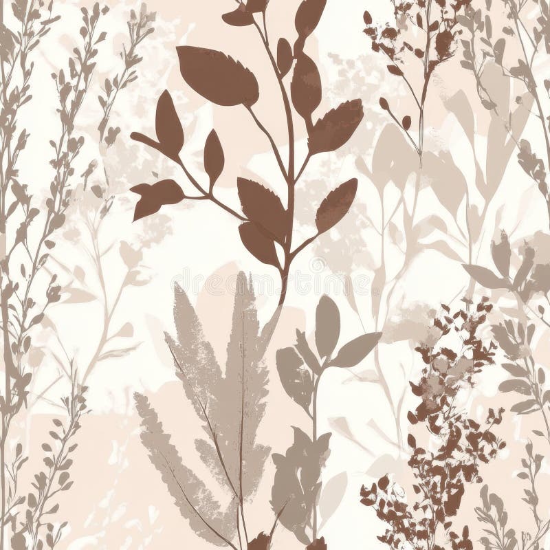 Botanical Elegance: Neutral Tones Floral Patterns Background Stock ...