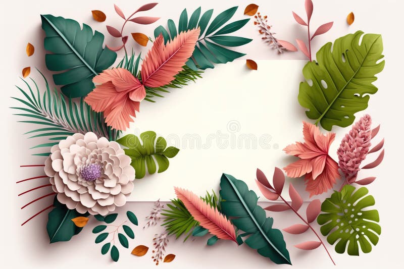 Botanical Element Decoration with Sheet of Paper Blank Stock ...